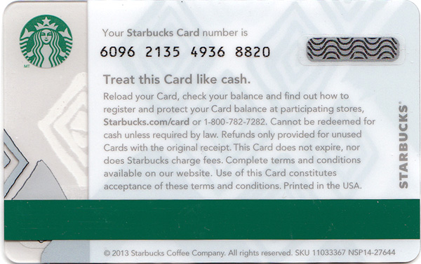 Tribute Starbucks Card - Closer Look